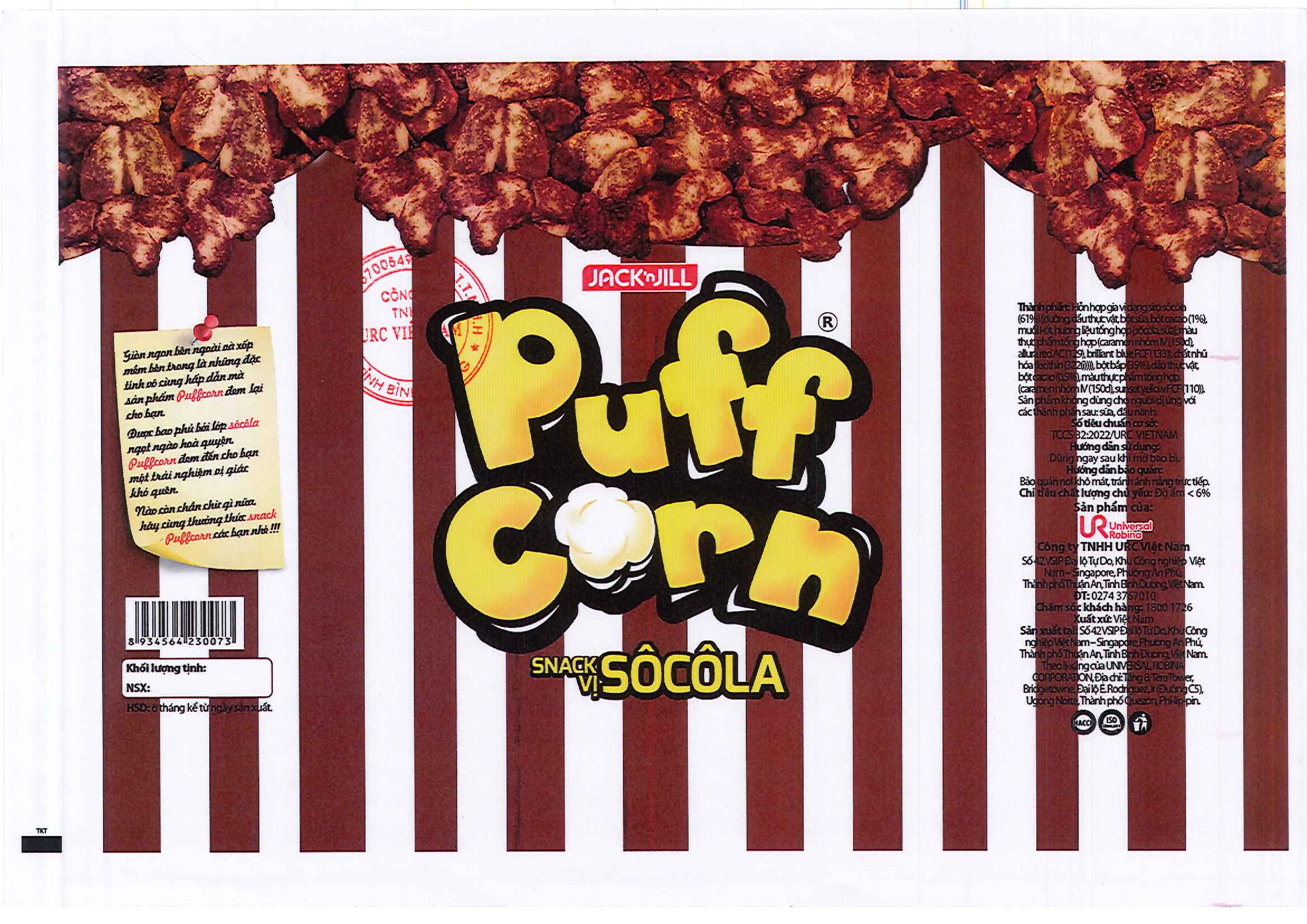 SNACK VỊ SÔCÔLA PUFF CORN