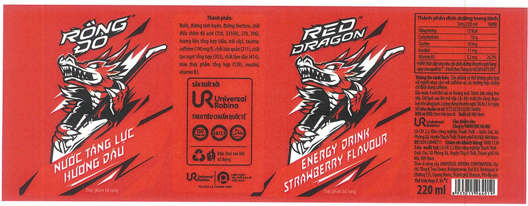 RED DRAGON ENERGY DRINK STRAWBERRY FLAVOUR – HA NOI