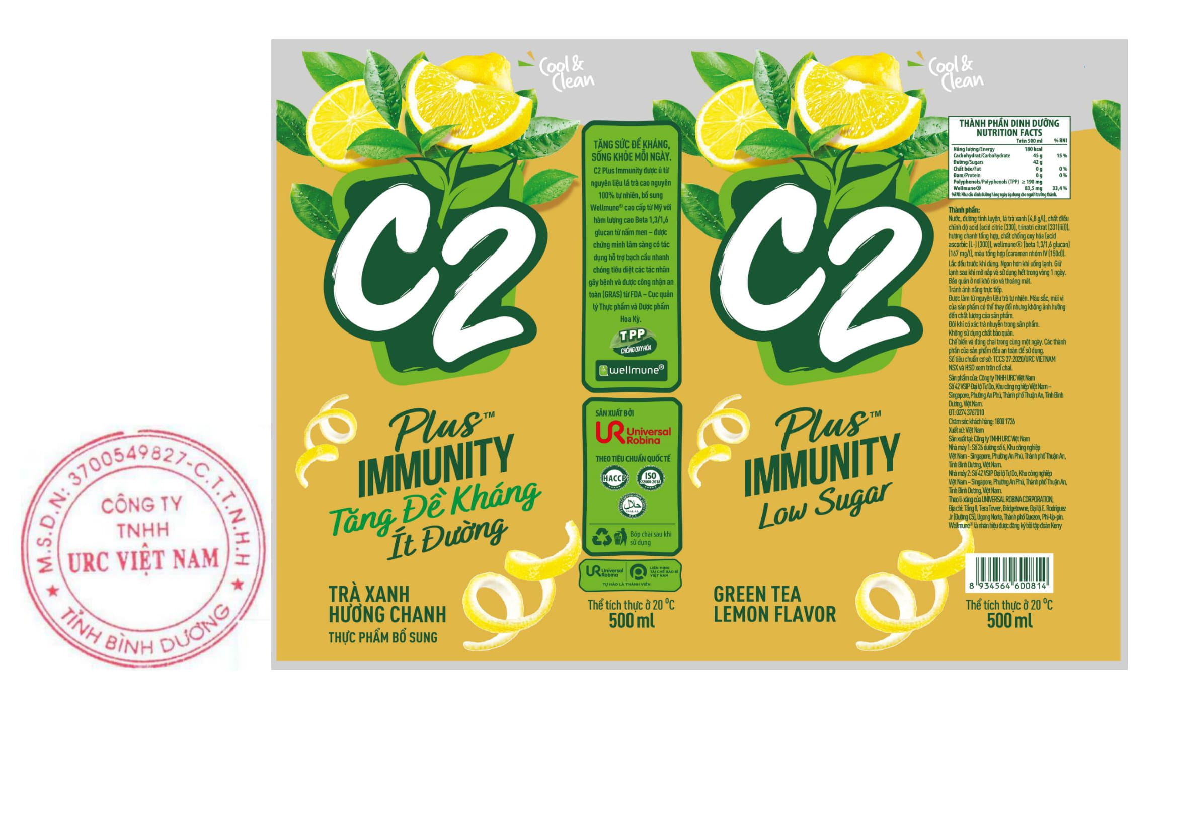 THỰC PHẨM BỔ SUNG TRÀ XANH HƯƠNG CHANH C2 PLUS IMMUNITY