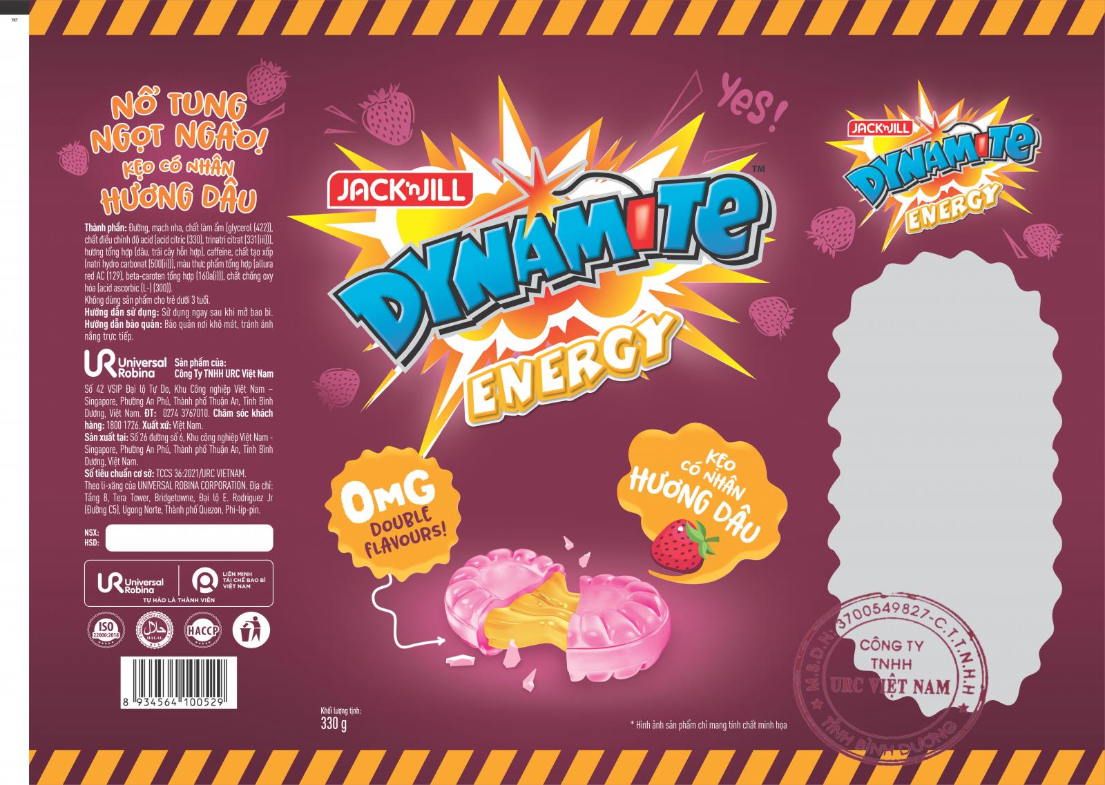 KẸO CÓ NHÂN HƯƠNG DÂU DYNAMITE ENERGY