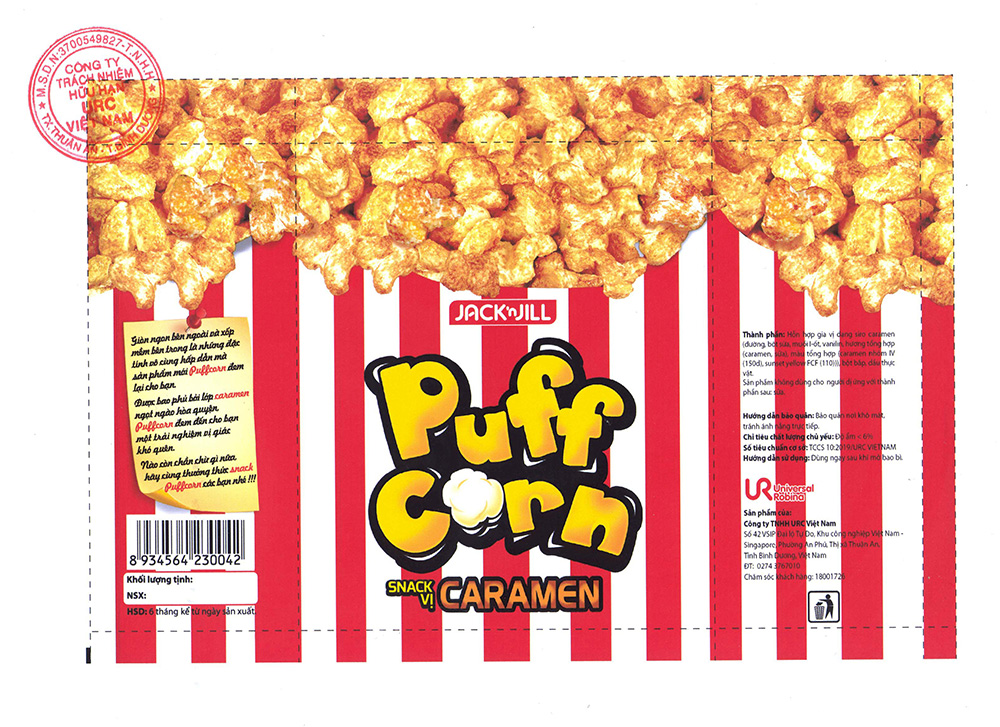 Snack vị Caramen Puff corn – Bao bì mới